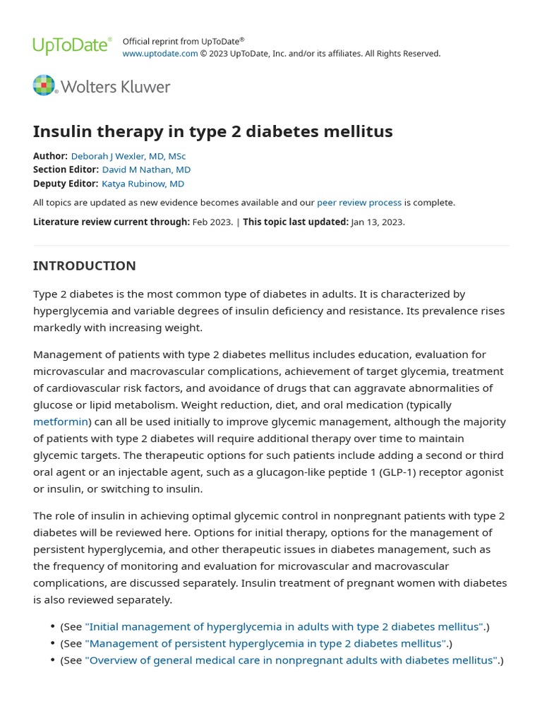 Insulin Therapy in Type 2 Diabetes Mellitus | PDF | Diabetes ...