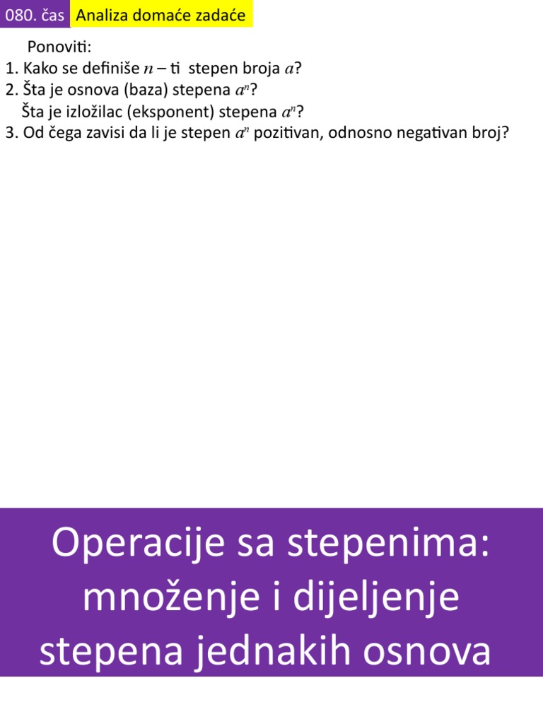 Operacije Sa Stepenima | PDF