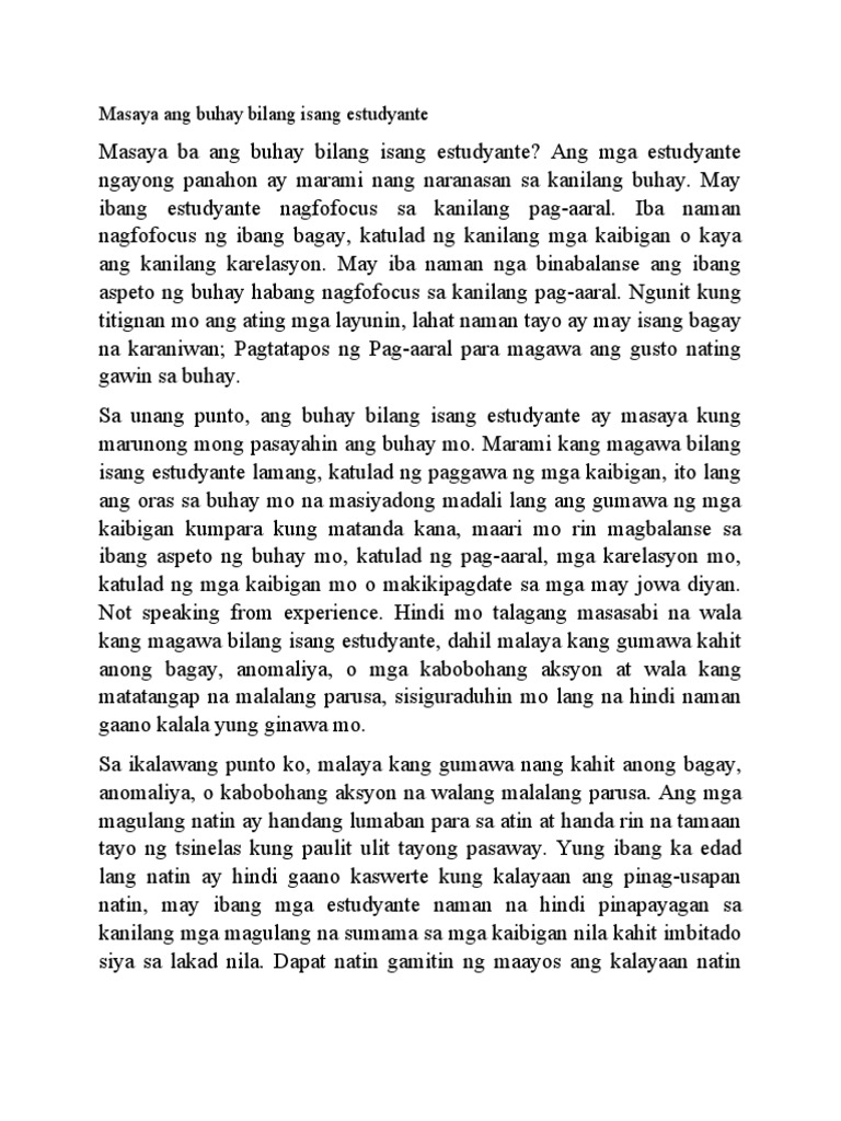 Masaya Ang Buhay Bilang Isang Estudyante | PDF