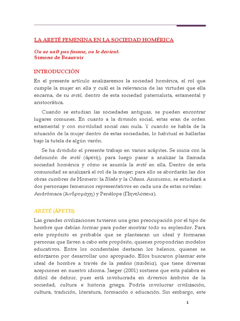 Arete Femenina | PDF | Odiseo | Homero