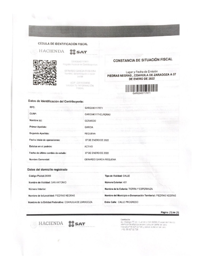 Cédula de Identificación Fiscal | PDF