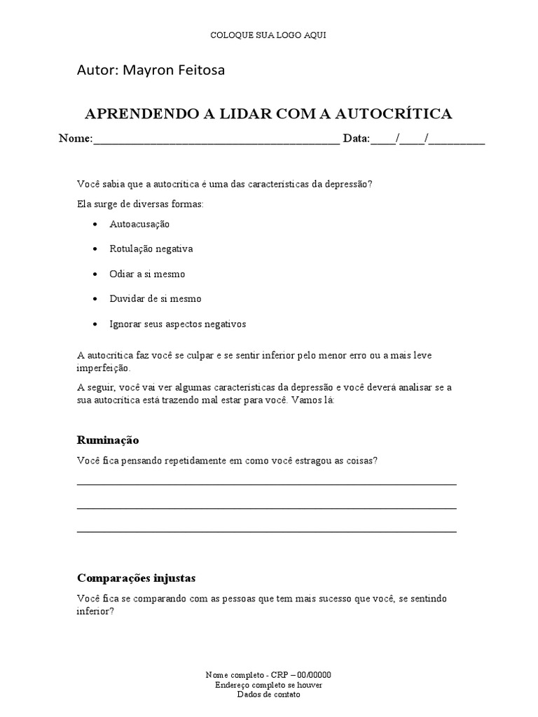 Aprendendo A Lidar Com A Autocrítica | PDF | Psicologia