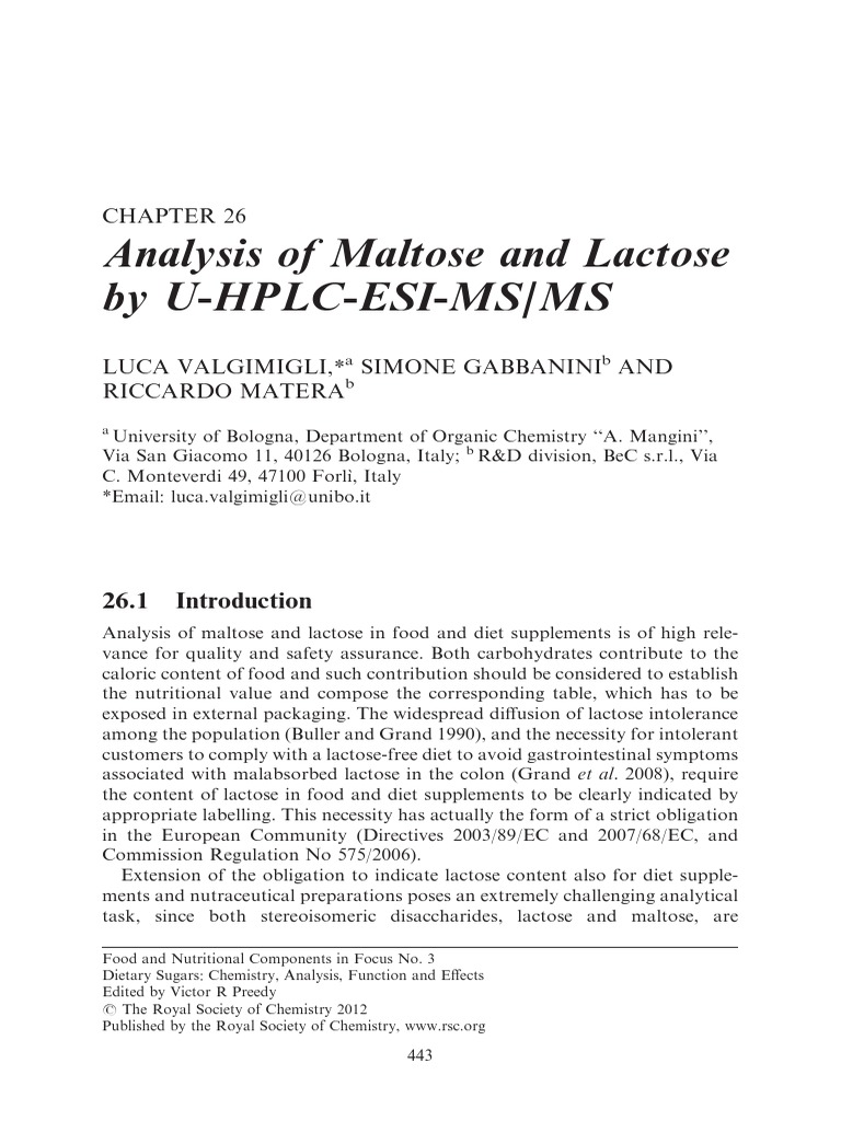 U-HPLC-ESI-MS/MS Analysis of Maltose | PDF | High Performance Liquid ...