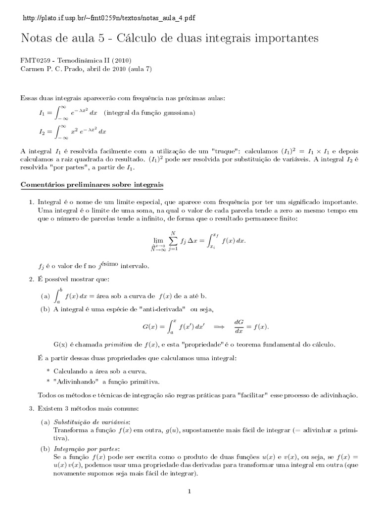 Integrais Notáveis em Cálculo | PDF | Integrante | Cálculo