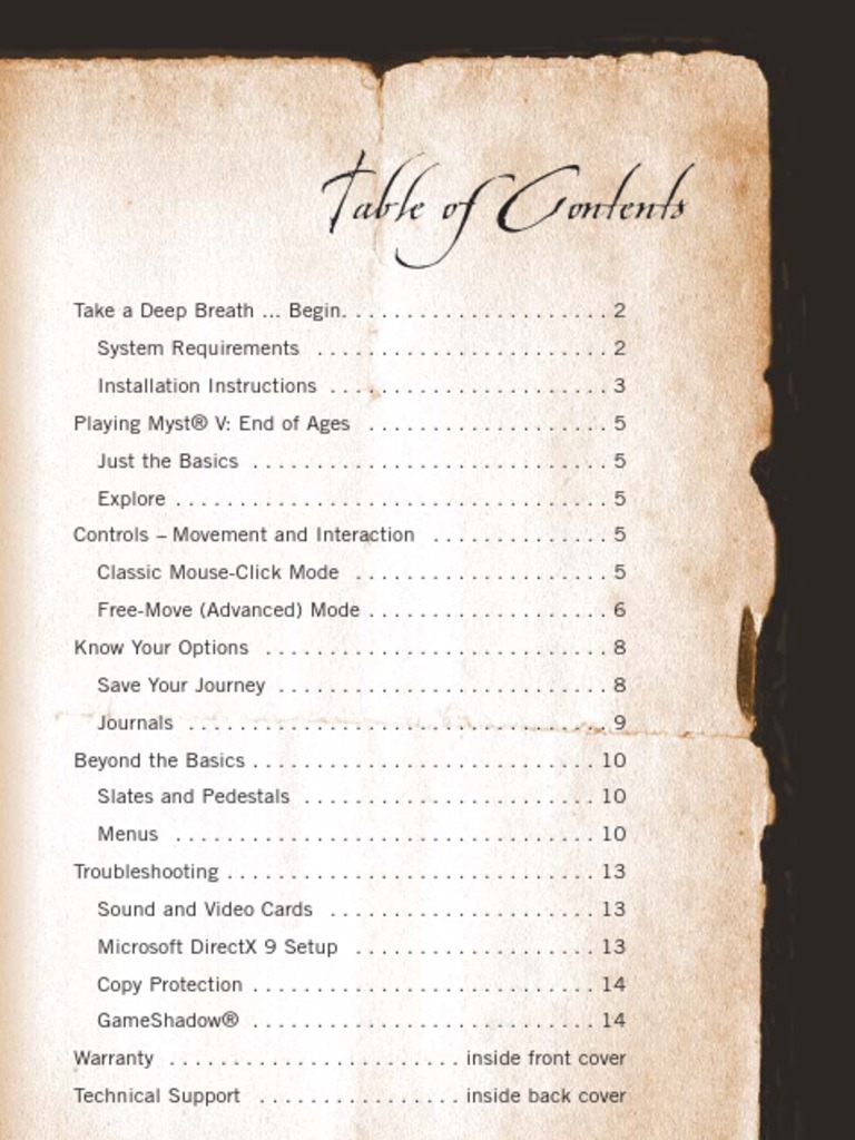 Myst V Manual | PDF | Point And Click | Cursor (User Interface)