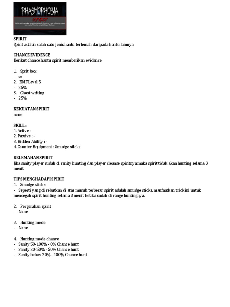 Phasmo Guide Type Ghost | PDF