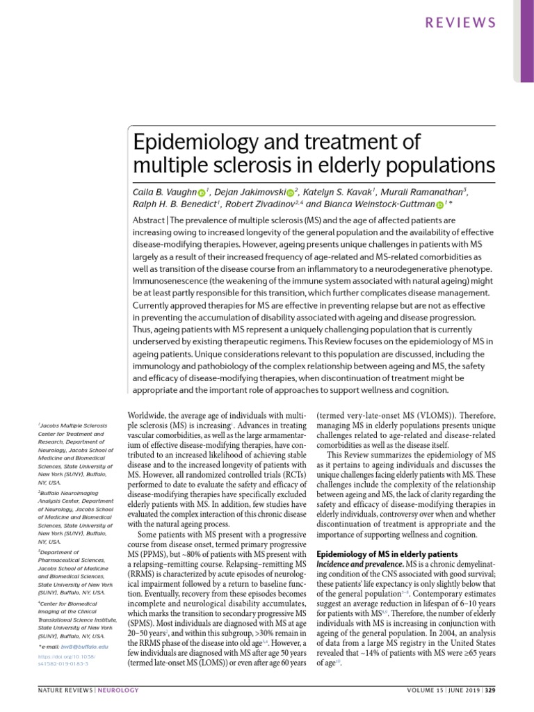 Epidemiology and Treatment of Multiple Sclerosis in Elderly Populations | PDF | Multiple ...