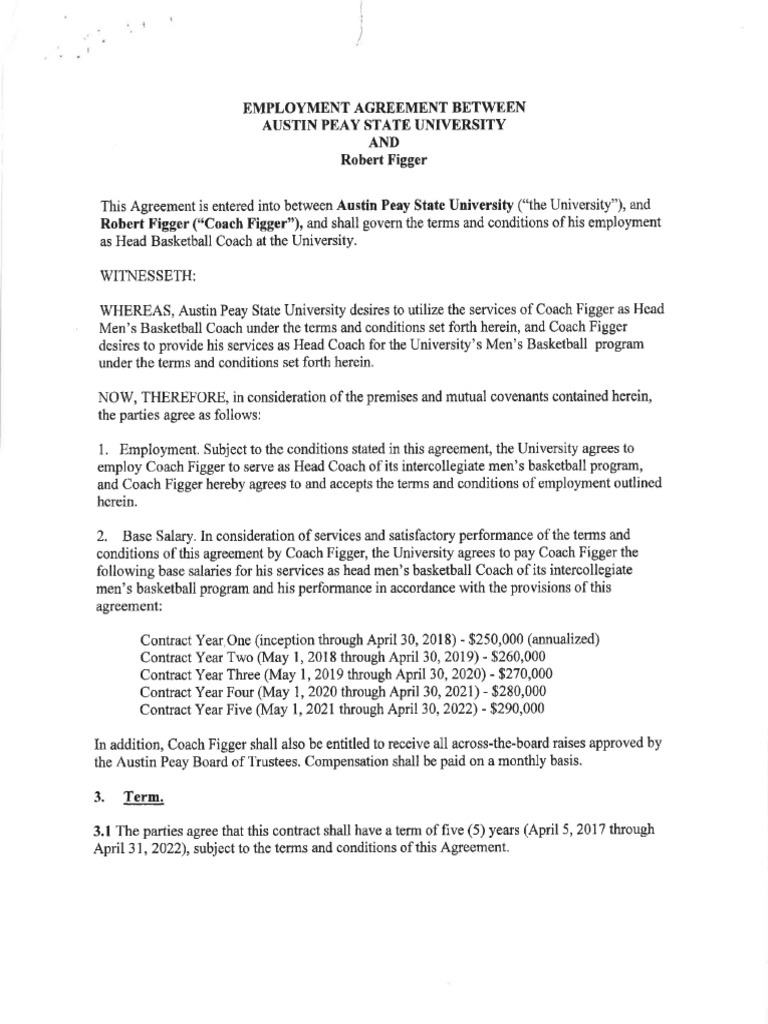 Austin Peay - Matt Figger Contract | PDF