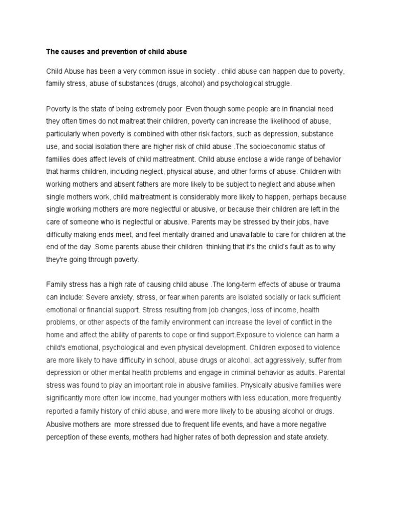 English Sba | PDF | Child Abuse | Child Neglect