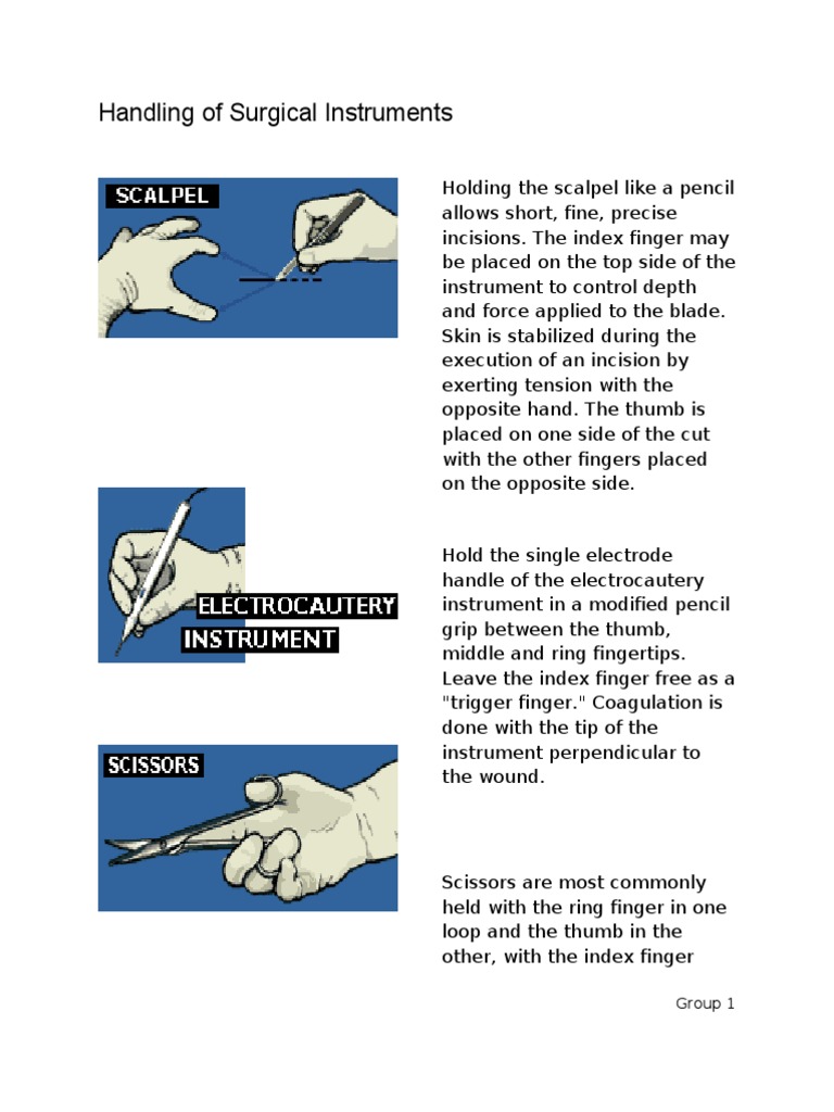 Surgical Instrument Handling Guide | PDF | Finger | Blade