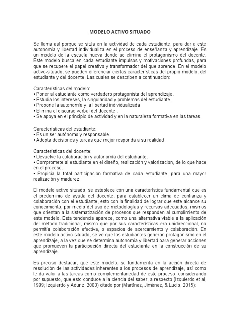 Modelo Activo Situado | PDF | Aprendizaje | Enseñando