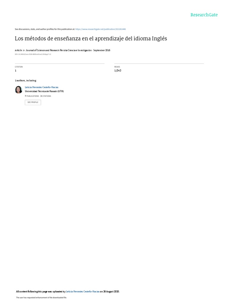 Análisis de los métodos de enseñanza utilizados y su influencia en el aprendizaje del idioma ...