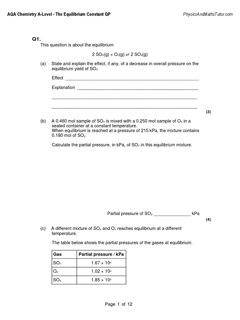 The Equilibrium Constant QP | PDF | Chemical Equilibrium | Chemical ...