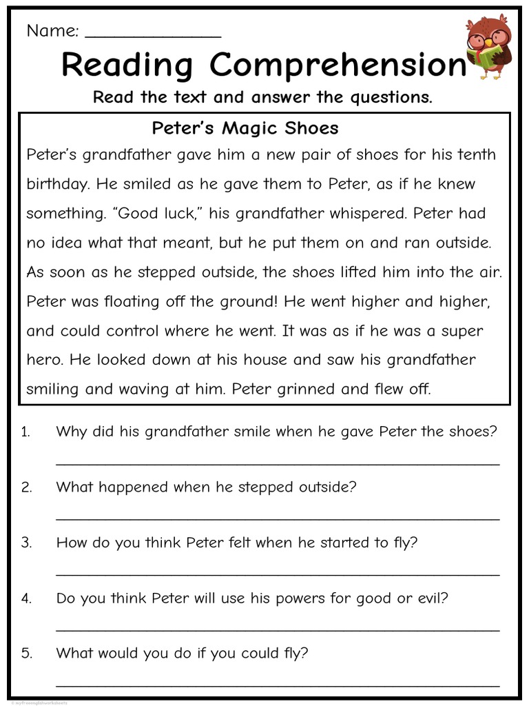 Reading Comprehension Grade 2 Peters Magic Shoes | PDF | Language Arts ...