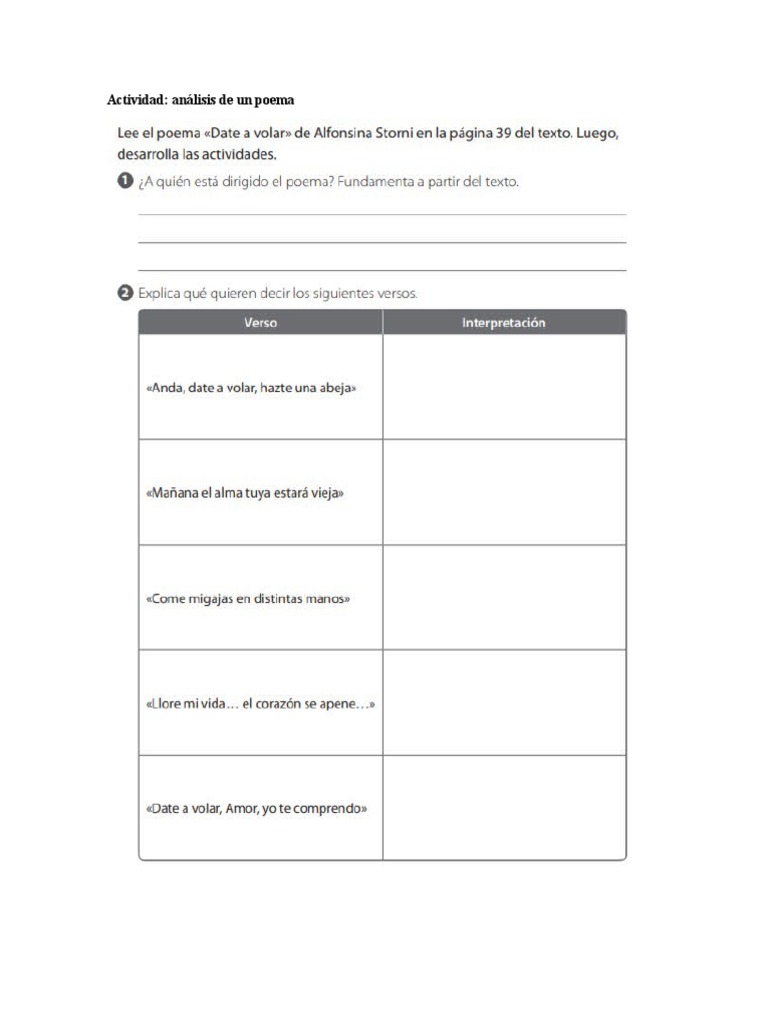 8 Basico - Actividad Analisis de Un Poema | PDF