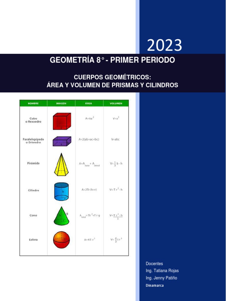 GEOMETRÍA 8° - ÁREA Y VOLUMEN DE SÓLIDOS | PDF | Geometría | Volumen