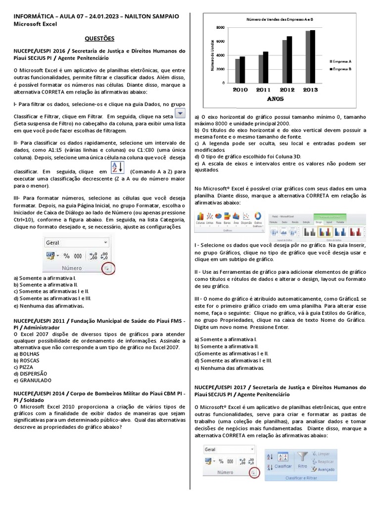 Aula 07 - Noções de Informática - Excel | PDF | Microsoft Excel ...