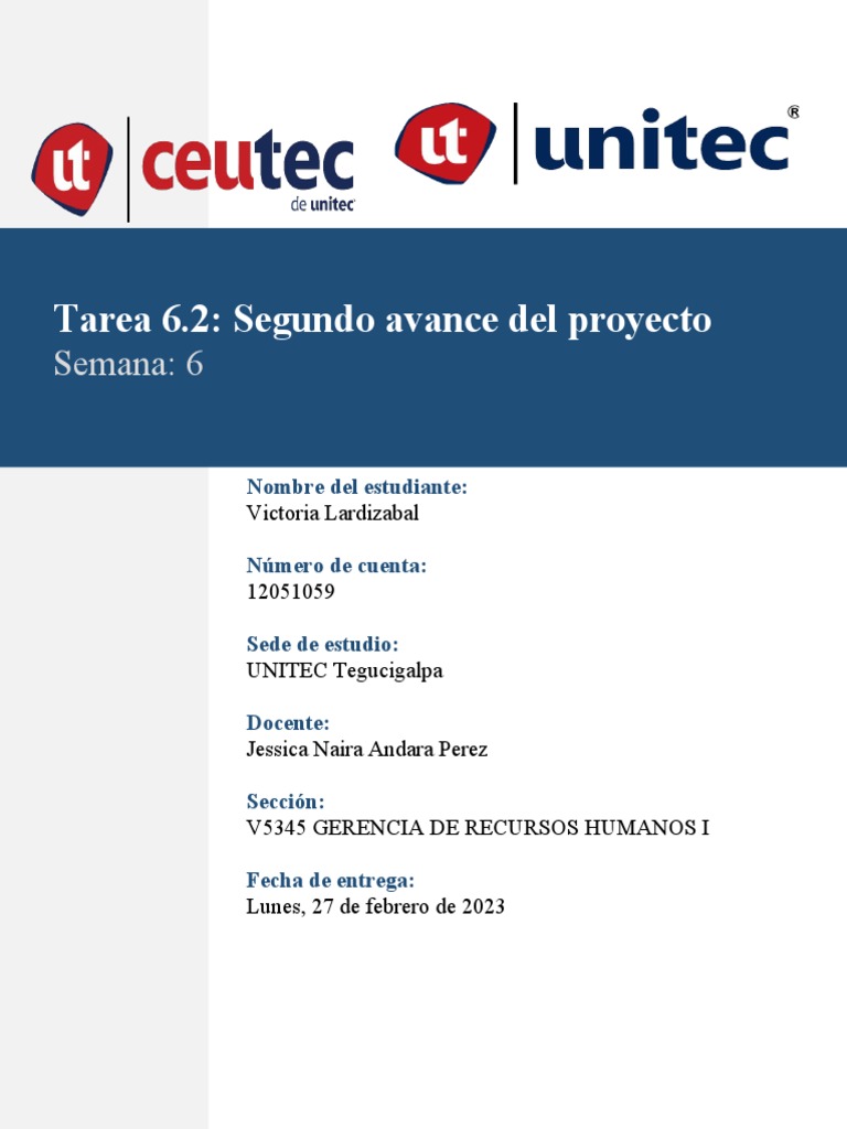 Lardizabal - Tarea S6 - 6.2 Segundo Avance Del Proyecto | PDF | Gestión ...