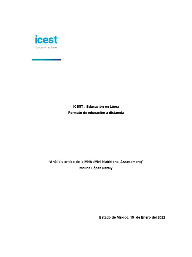 Análisis Crítico de La MNA (Mini Nutritional Assessment) | PDF ...