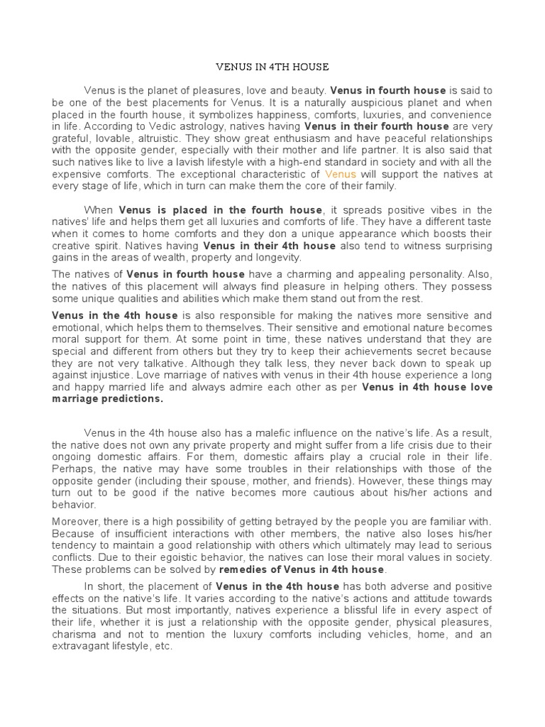 Venus For Vedic | PDF | Venus | Pleasure