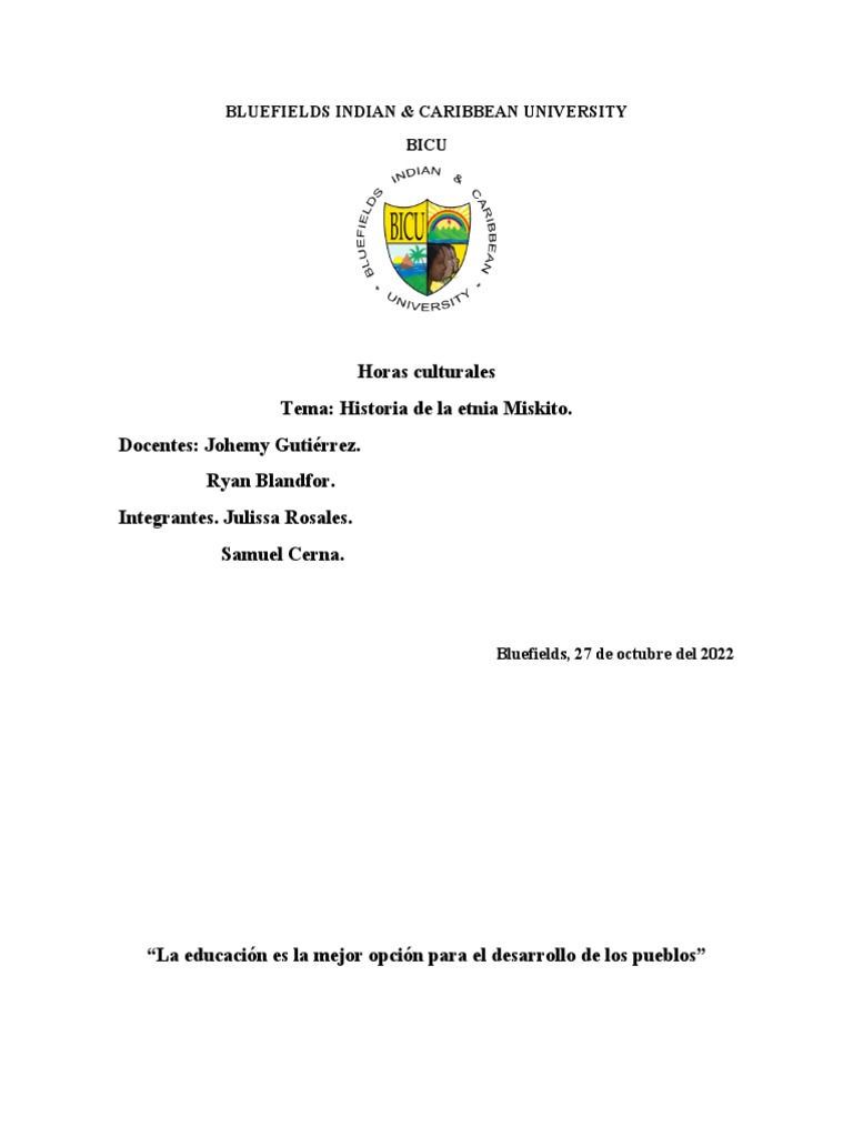 Historia y cultura de los Miskitos | PDF