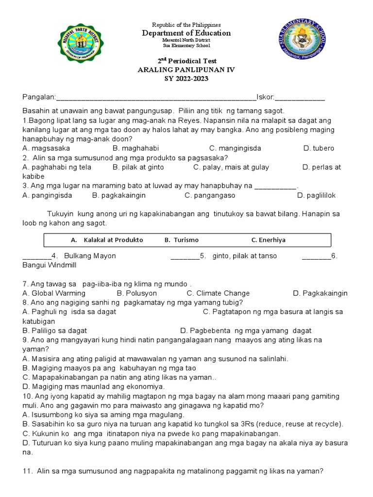 PT Araling-Panlipunan-4 Q2 | PDF