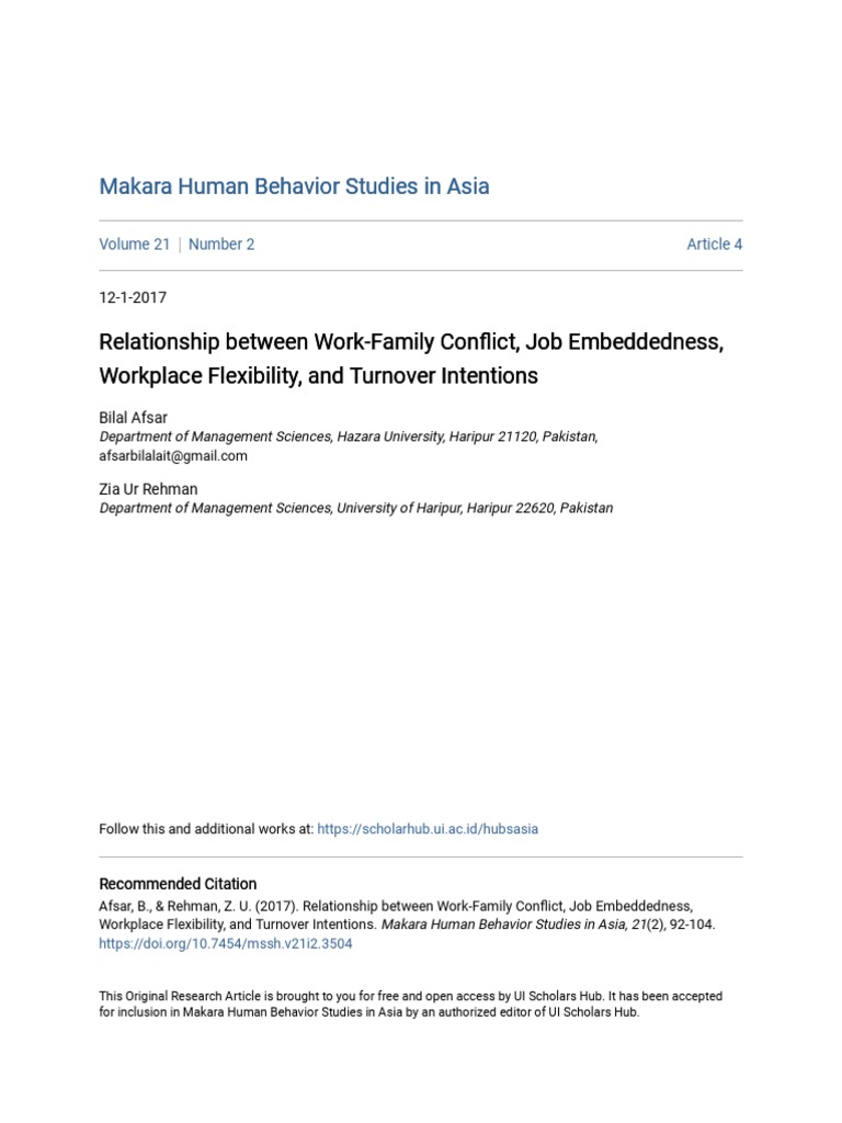 Work-Family Conflict & Nurse Turnover | PDF | Turnover (Employment ...