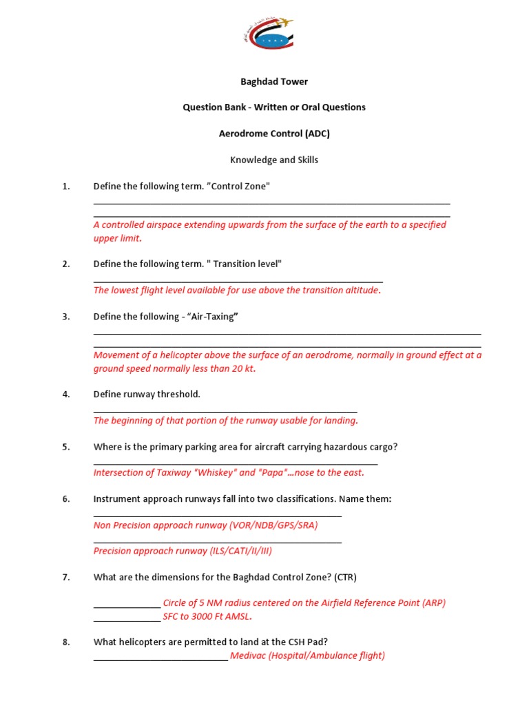 ADC Question Bank Template | PDF | Instrument Flight Rules | Air Traffic Control