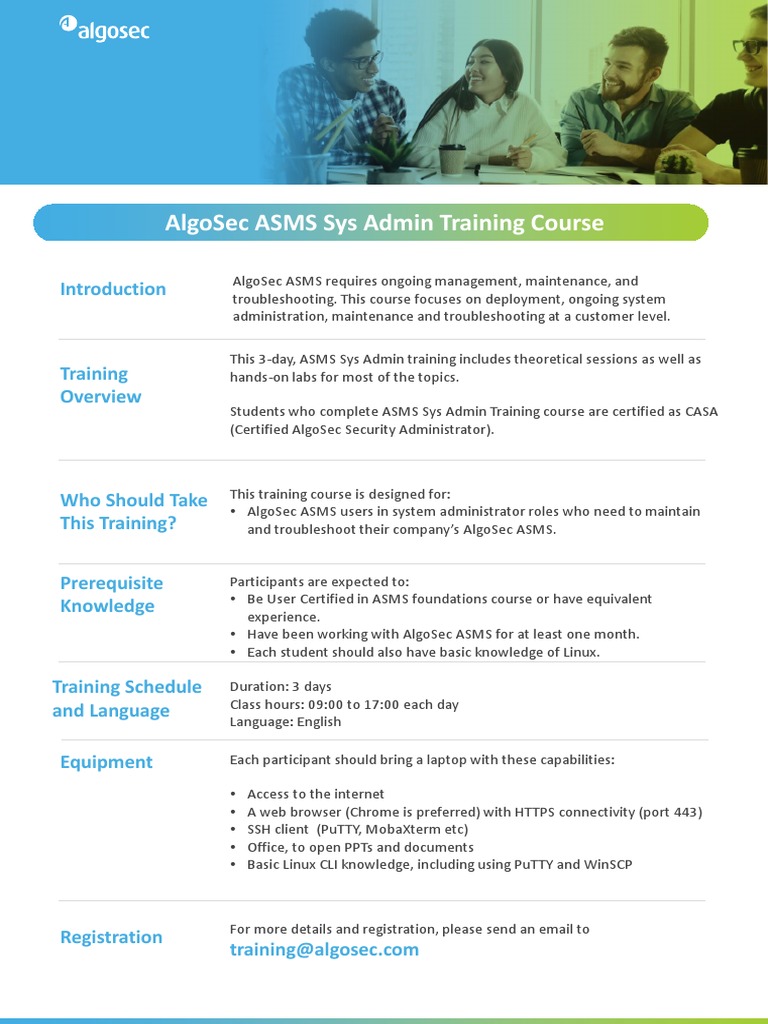 Brochure AlgoSec ASMS Sys Admin Training 2021 | PDF | Computer ...