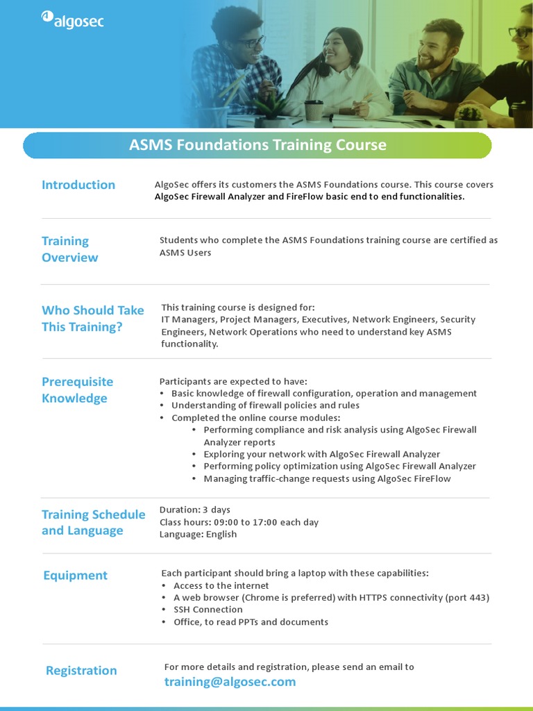Brochure AlgoSec ASMS Foundations Training | PDF | Computer Security | Security