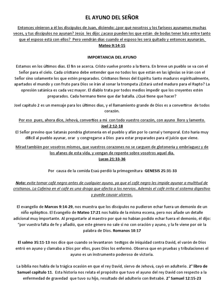 El Ayuno Del Señor . | PDF | Rápido | Oración