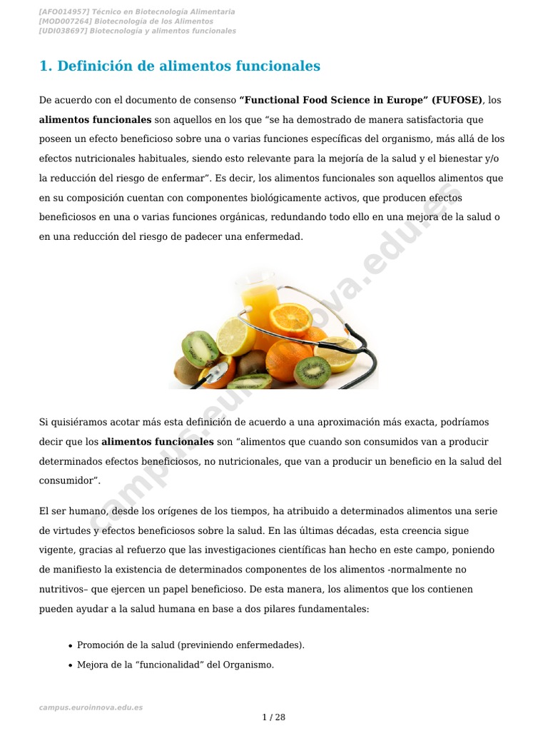 Biotecnología y Alimentos Funcionales | PDF | Alimentos | Comida funcional