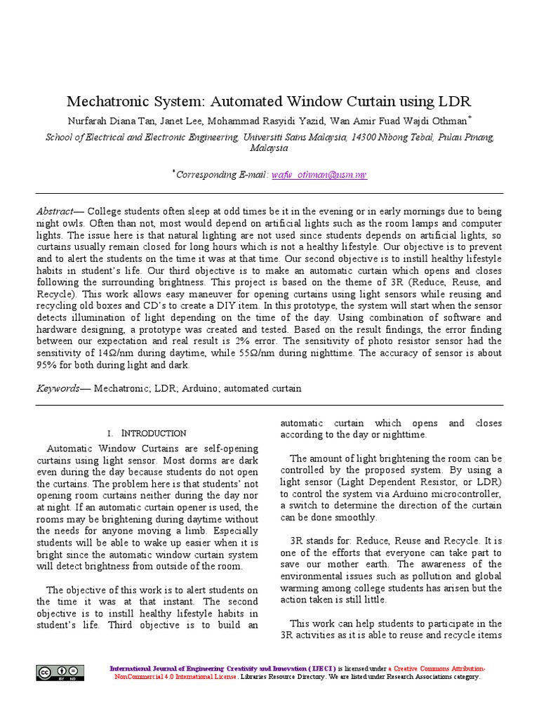 Automated LDR-Based Window Curtains | PDF | Technology & Engineering