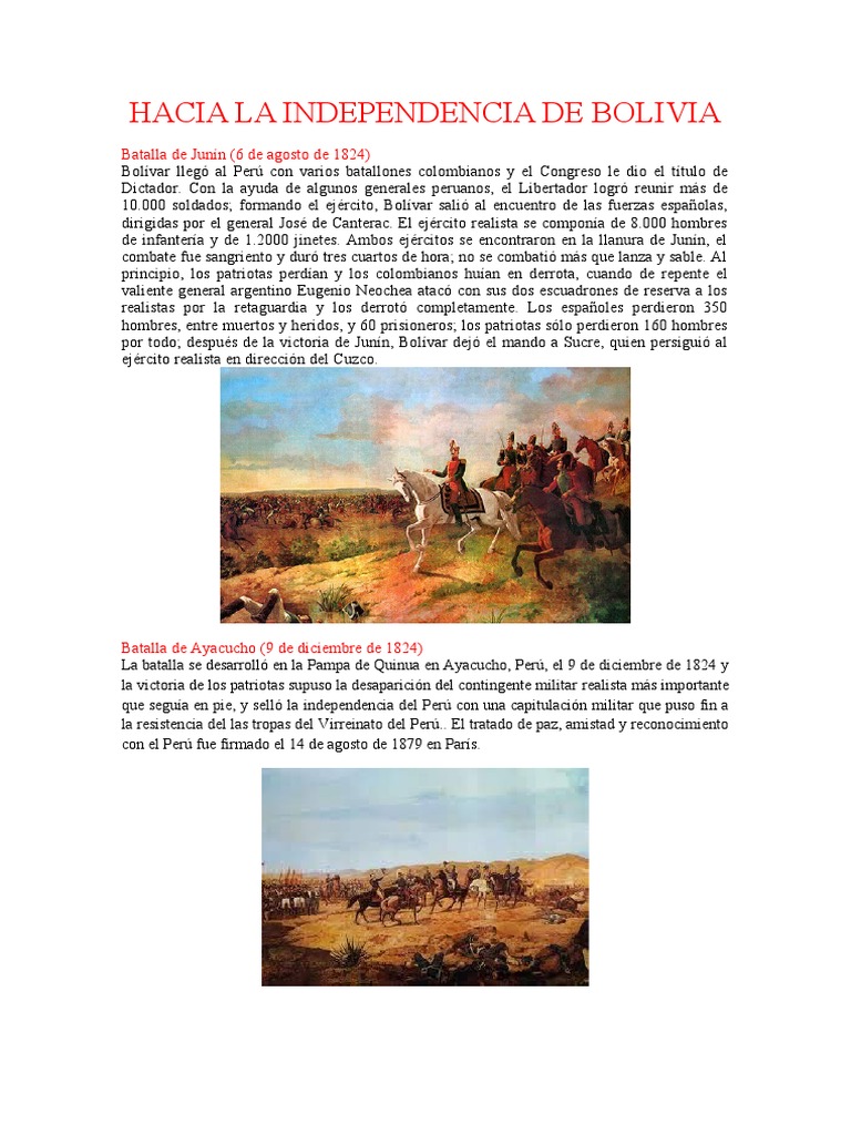 Hacia La Independencia de Bolivia | PDF | Bolivia | Operaciones militares
