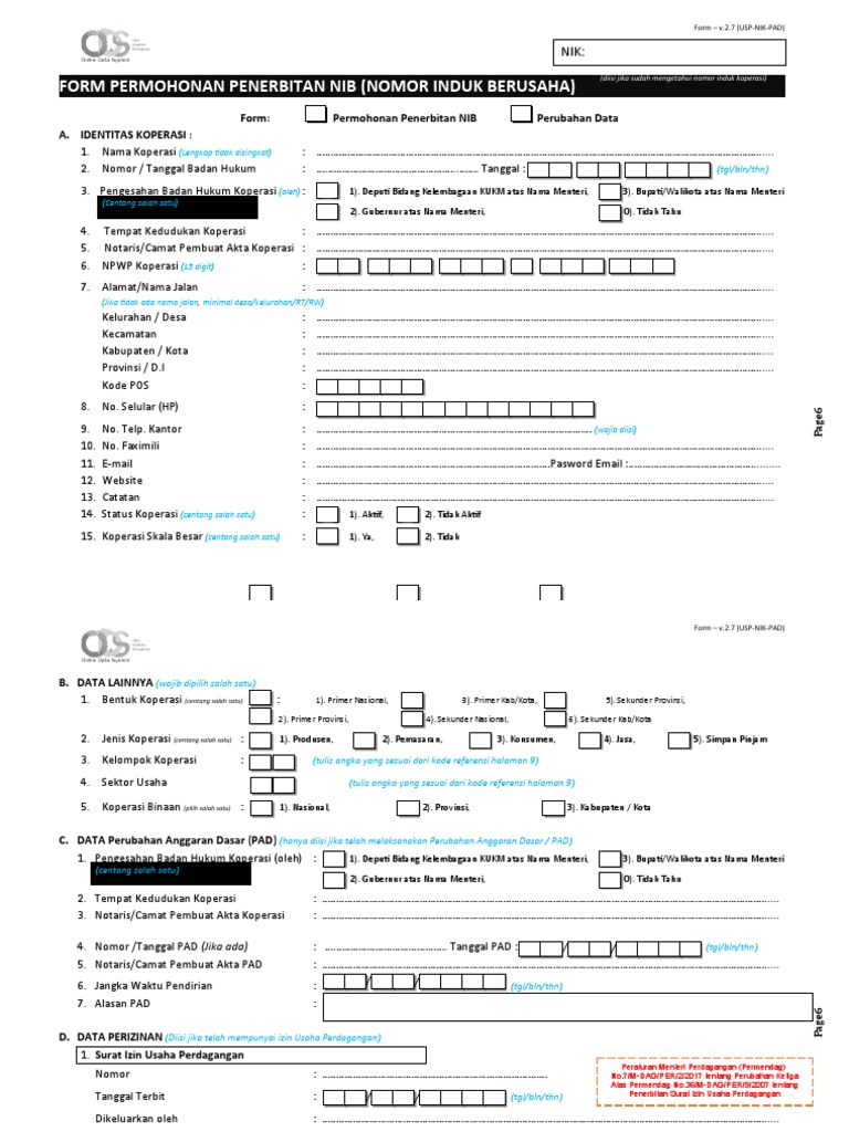 Panduan Pembuatan NIB Koperasi | PDF