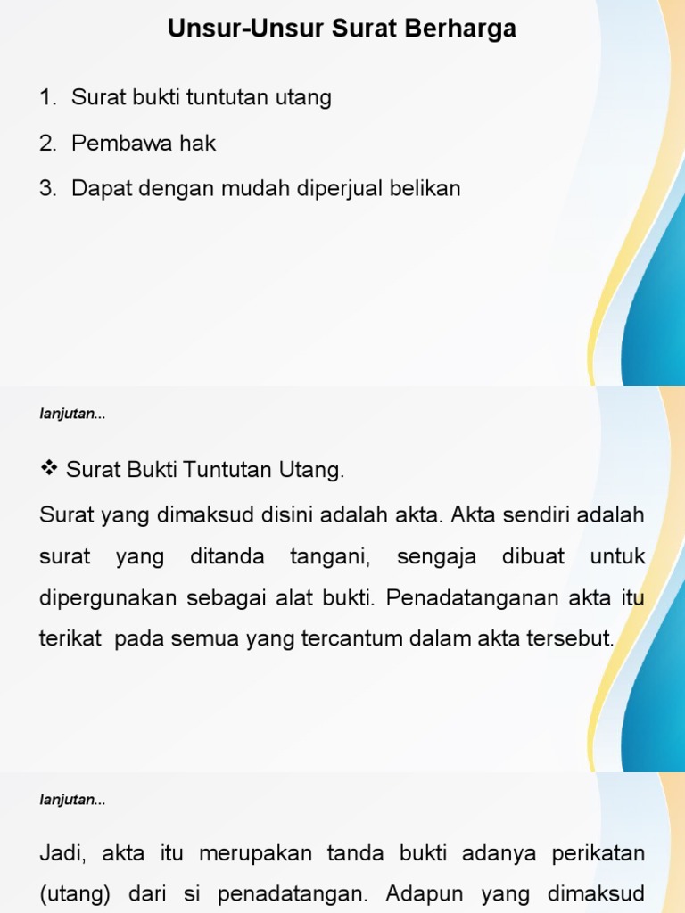 Materi Unsur-Unsur Surat Berharga | PDF