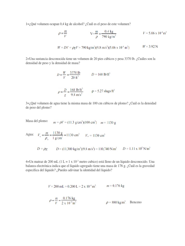 Fisica Problemas 1-18 | PDF | Presión | Pascal (Unidad)