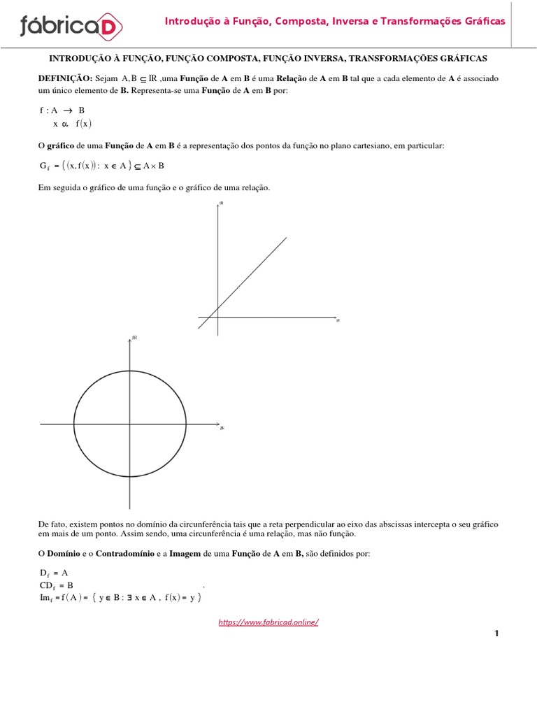 Funções: Composição, Inversas e Gráficas | PDF