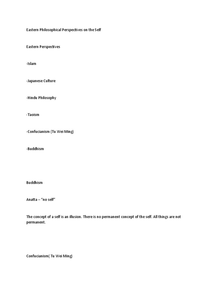Eastern Philosophical Perspectives On The Self | PDF | Ātman (Hinduism ...