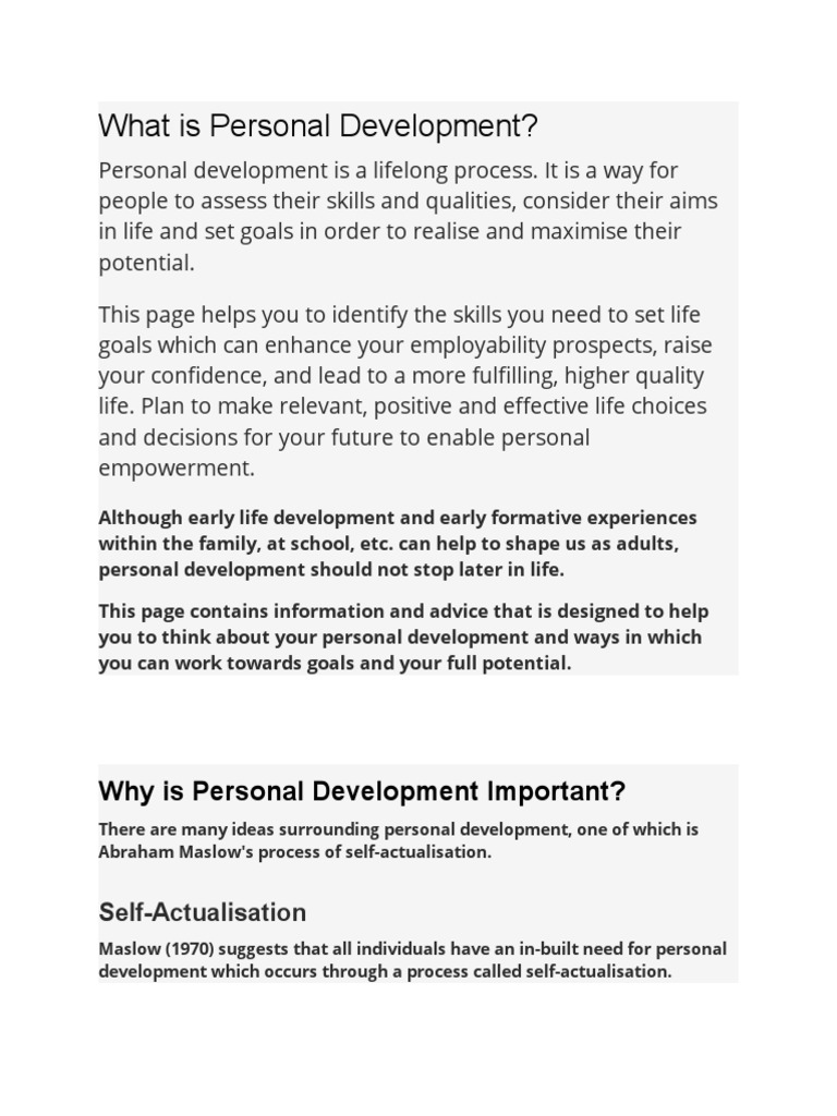 Personal Development: A SWOT Approach | PDF | Self Actualization | Swot ...