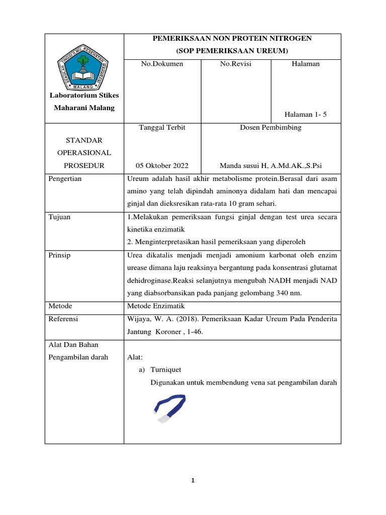 SOP PEMERIKSAAN UREUM (KELOMPOK 4) | PDF