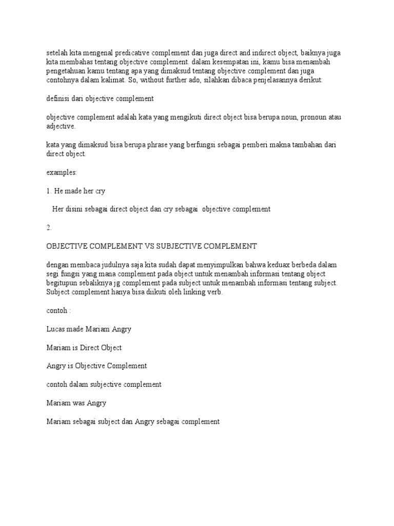 Setelah Kita Mengenal Predicative Complement Dan Juga Direct And Indirect Object Pdf Karier