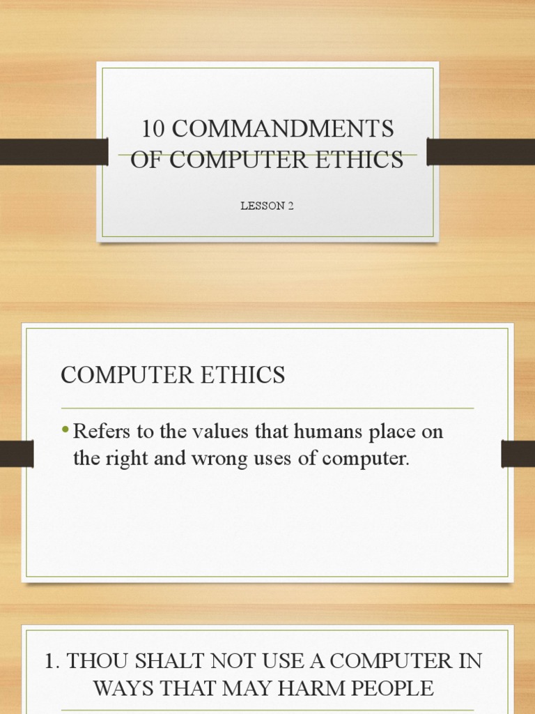 10 Commandments of Computer Ethics | PDF