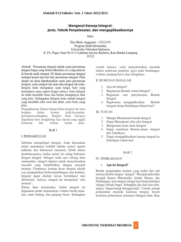 MENGENAL KONSEP INTEGRAL | PDF