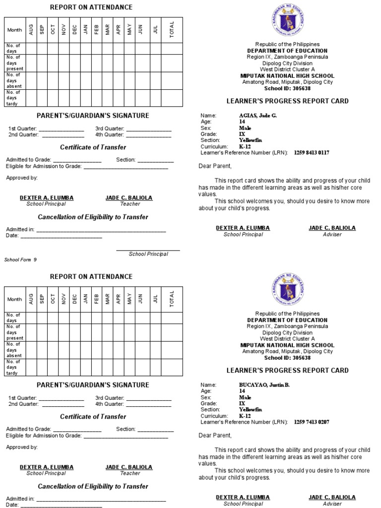 Student Progress Report | PDF