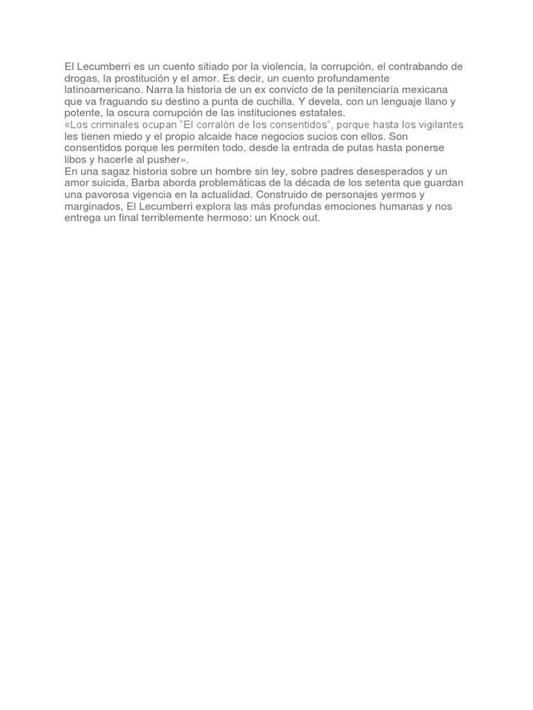 El Lecumberri Es Un Cuento Sitiado Por La Violencia | PDF