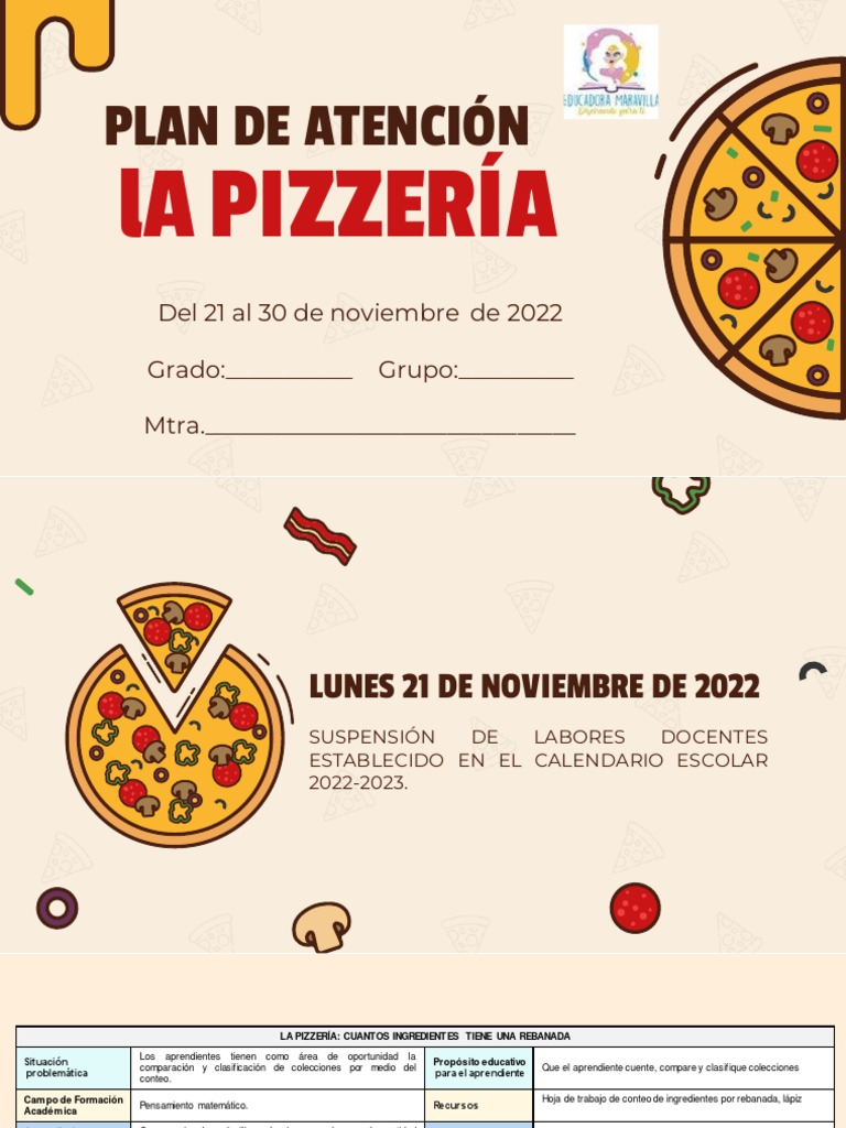 Planeación La Pizzeria Con Números | PDF | Salón de clases | Aprendizaje