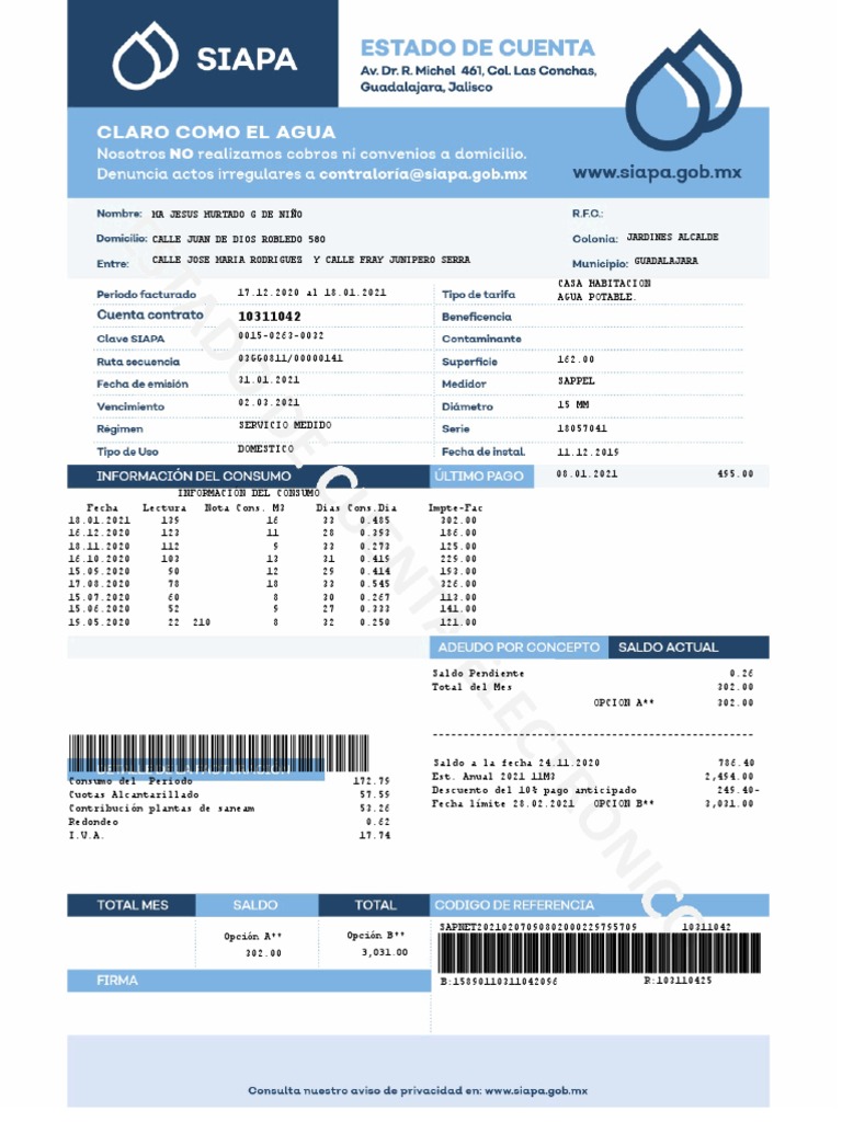 Recibo Siapa Cta 000010311042 | PDF