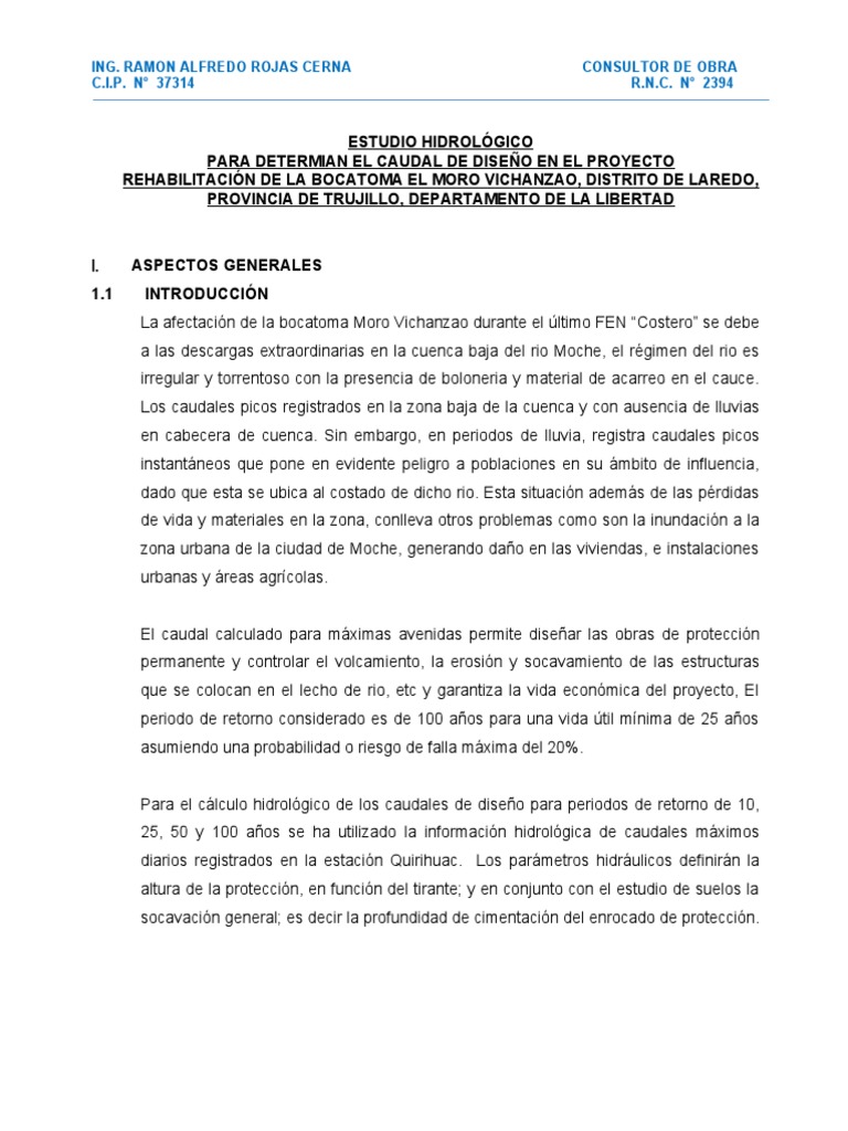 Estudio Hidrológico del Río Moche | PDF | Cuenca de drenaje | Río