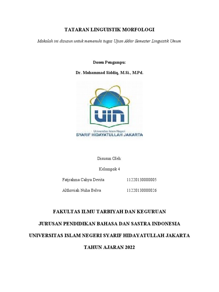 Linguistik Umum (Morfologi) - Kelompok 4 | PDF